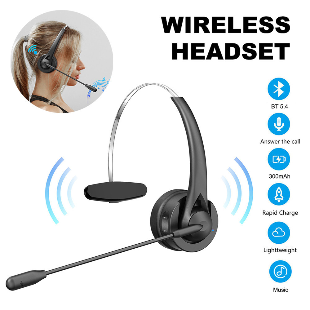 Office Call Center Bluetooth Headset with Charging Stand Dock Wireless ...