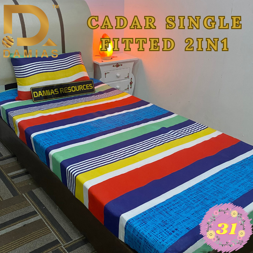 SAIZ SINGLE Cadar Getah Fitted Set 2 IN 1 Single Bujang Cotton Imtiaz ...