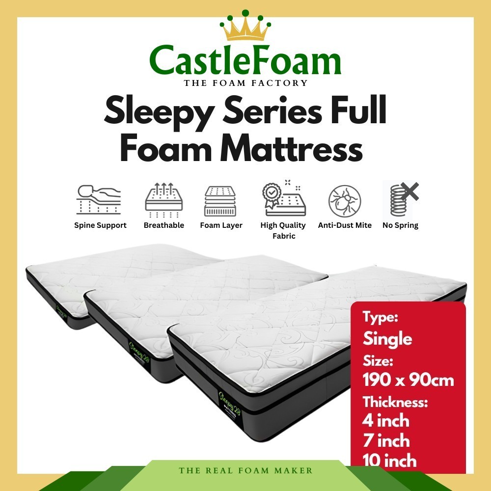 CastleFoam Singer Full Foam Mattress Non Compress & Vacuum 100% ...