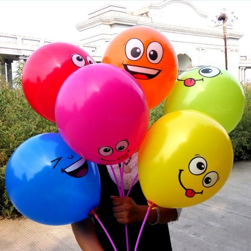 12 Inch 10pcs Emoji Smiley Face Balloons Holiday Party Anniversary ...