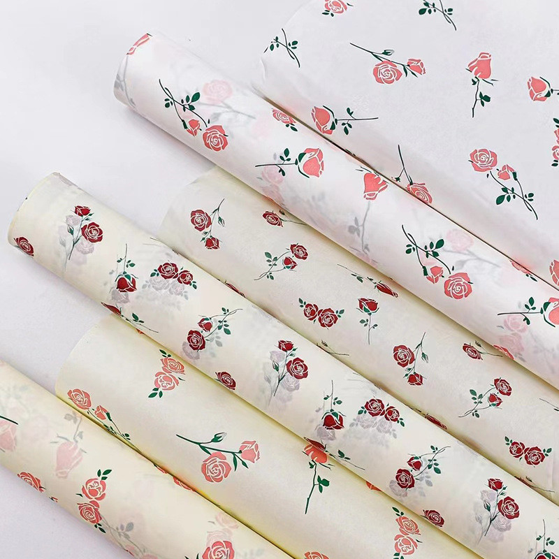 20 Pcs 50x70cm Romantic Rose Flower Wrapping Paper Flower Bouquet Package Floral Paper ...