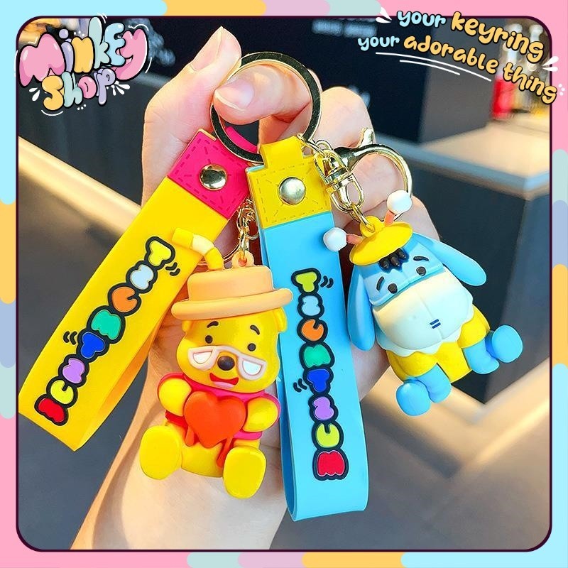 TRI Cute Pooh Bear and Eeyore donkey keychain, cute hottrend inanimate ...