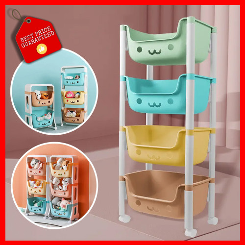 Kids Toys Storage Organizer Cute 3 Tiers Plastic Multipurpose Rack with ...