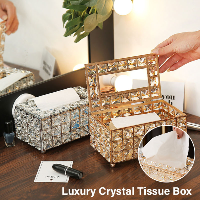 Luxury Crystal Tissue Box Paper Box Towel Crystal Storage Box Living ...