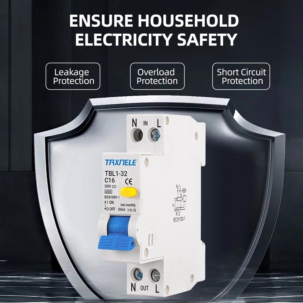 18MM Mini 230V 50/60Hz RCBO 1P+N 6KA Residual Current Differential Automatic Circuit Breaker ...