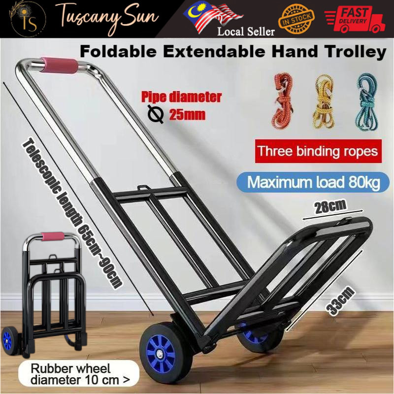 Foldable Trolley Extendable Hand Truck Carrier Trolley Luggage Cart ...