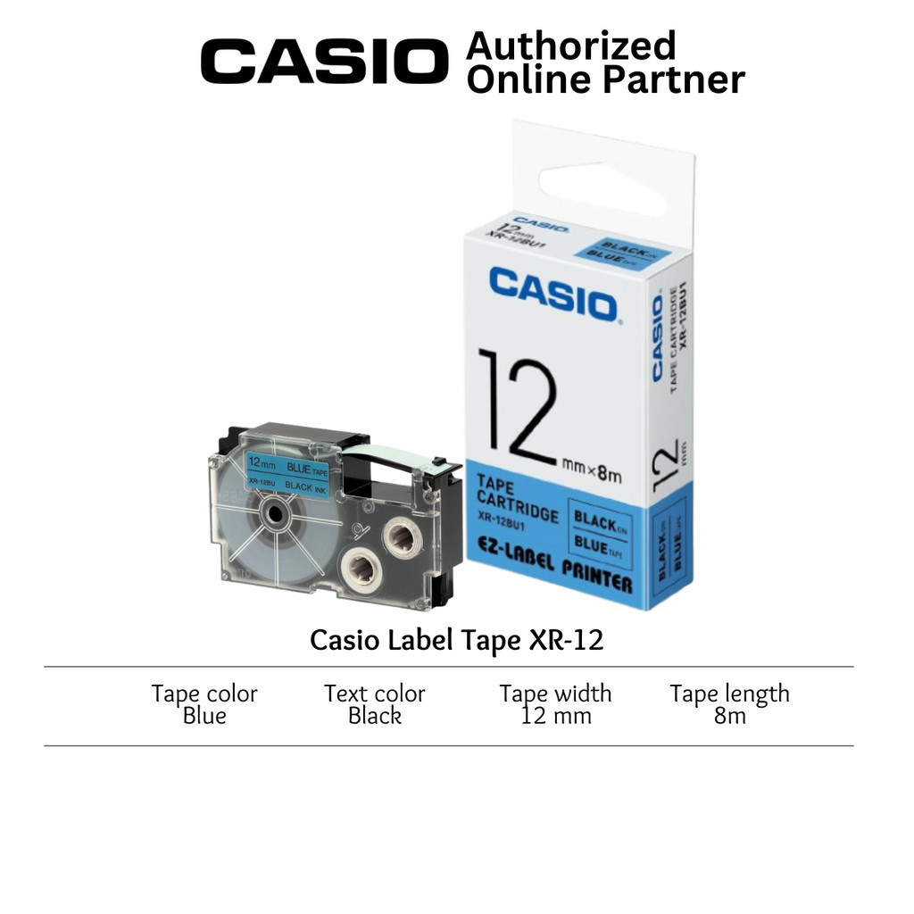 [ORIGINAL] Casio XR-12 12mm EZ-label Tape Cartridge Genuine XR-12BU1 ...