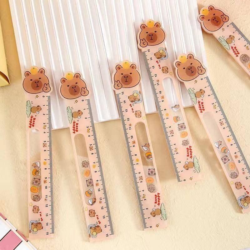 Cartoon Capybara Cute animal Plastic Straight Rulers stationery ...