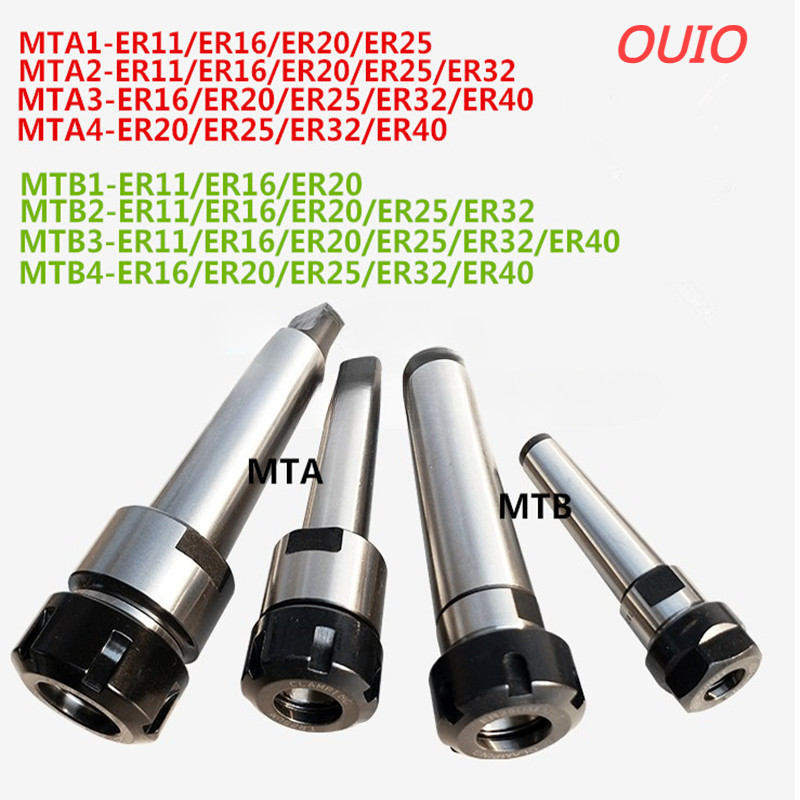 OUIO HOT 1Pcs MT1/MT2/MT3/MT4 Morse Taper ER11/ER16/ER20/ER25/ER32/ER40 Collet Chuck Holder,CNC ...