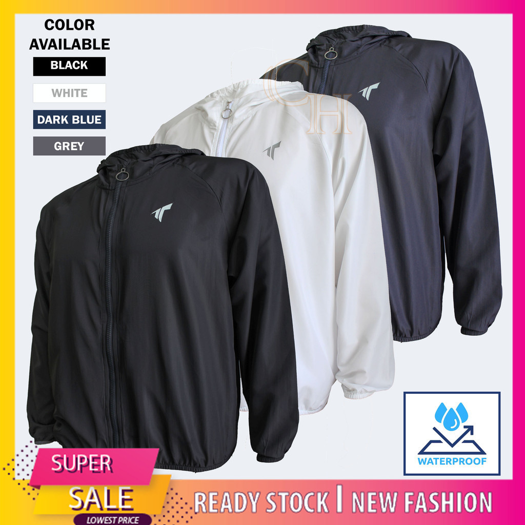 (HARGA BORONG) TEEHO JACKET WINDBREAKER WATERPROOF HOODED UNISEX JACKET ...