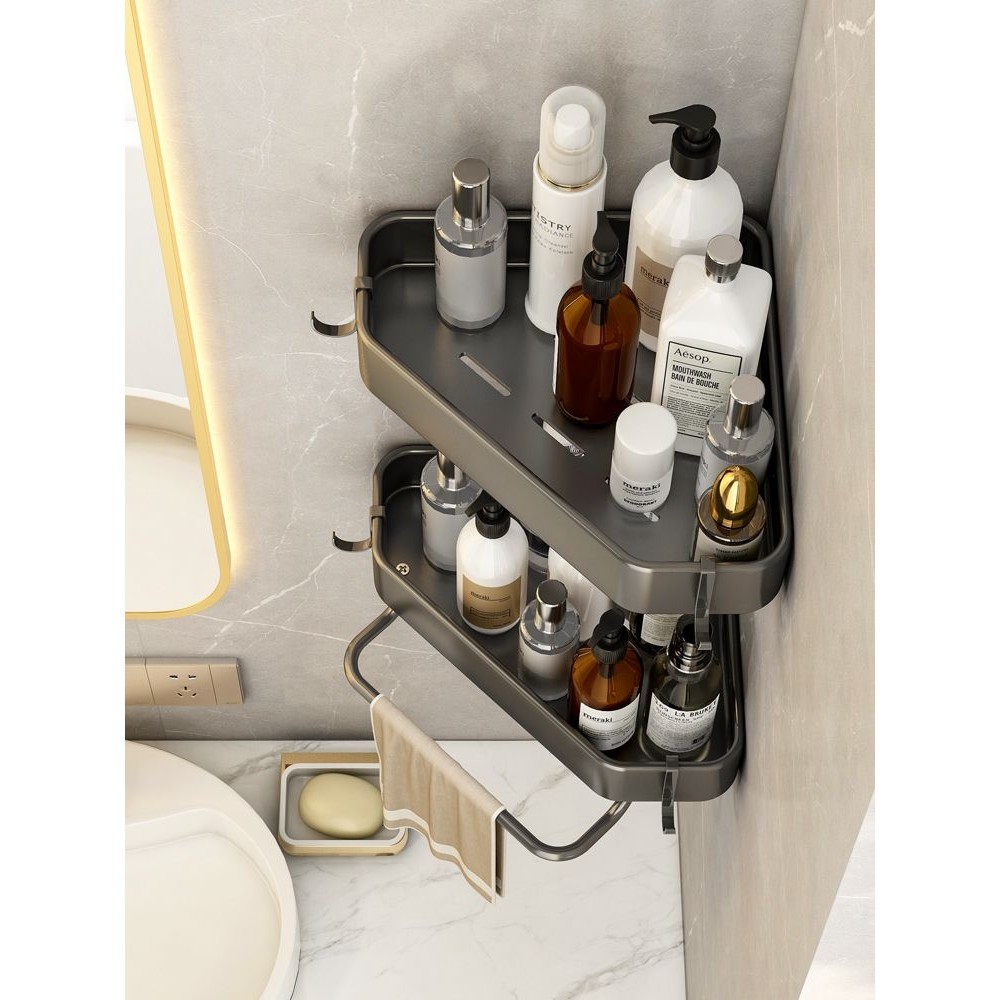 Toilet Bathroom Rack Perforation-Free Toilet Corner Wall-Mounted ...