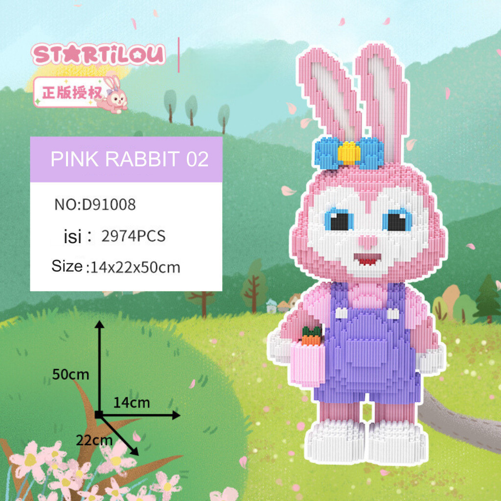 Nano Blocks PINK RABBIT Edition Medium 3D Model, Stacking Block Toys ...