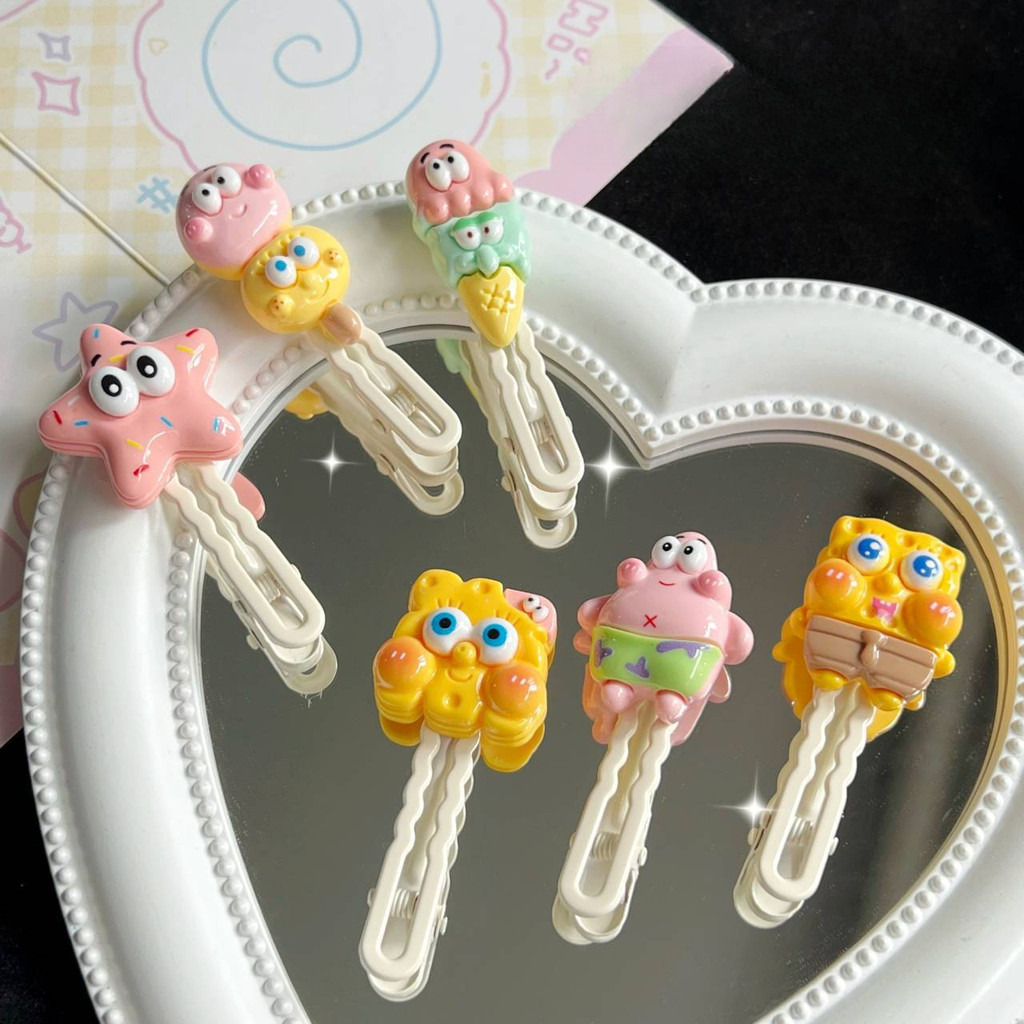 12.30Medium Card SpongeBob SquarePants Wave Clip ins Girl Heart Cartoon ...