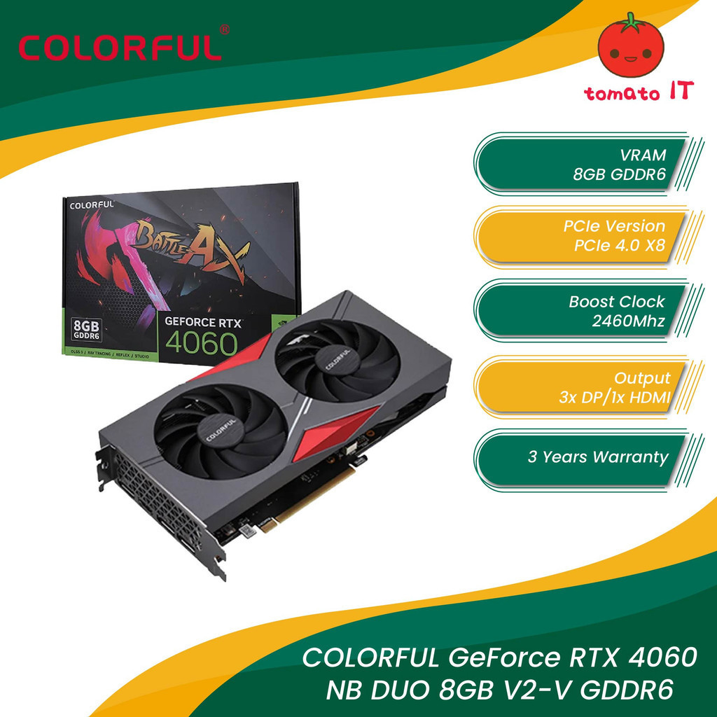 COLORFUL IGAME GeForce RTX 4060 NB Duo 8GB V2-V GDDR6 Graphics Card ...