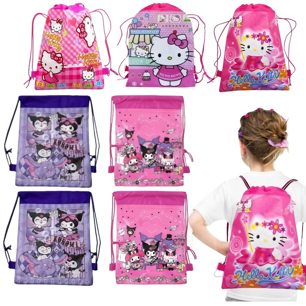 Sanrio kawaii family drawstring cartoon candy gift bag small cloth bag ...