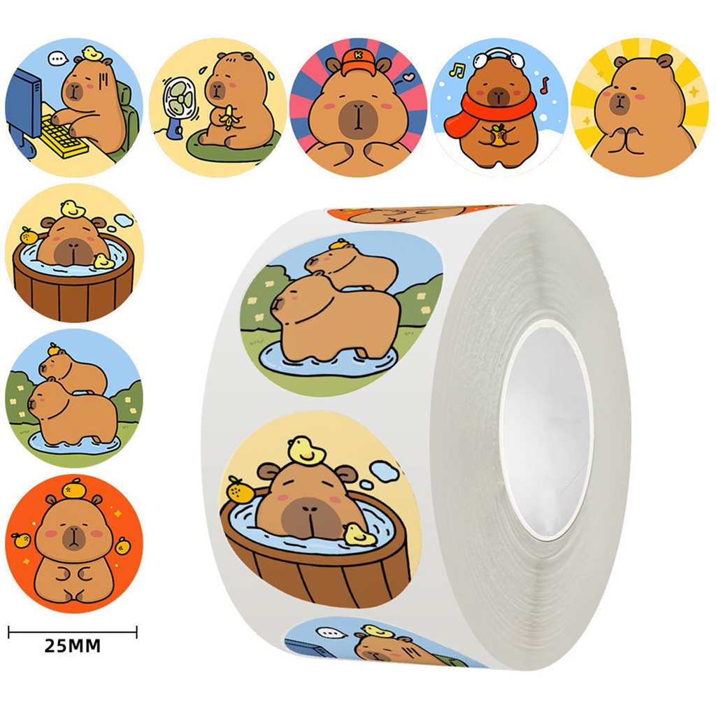500Pcs/Roll Cartoon Capybara Sticker Decals Decoration DIY Phone ...