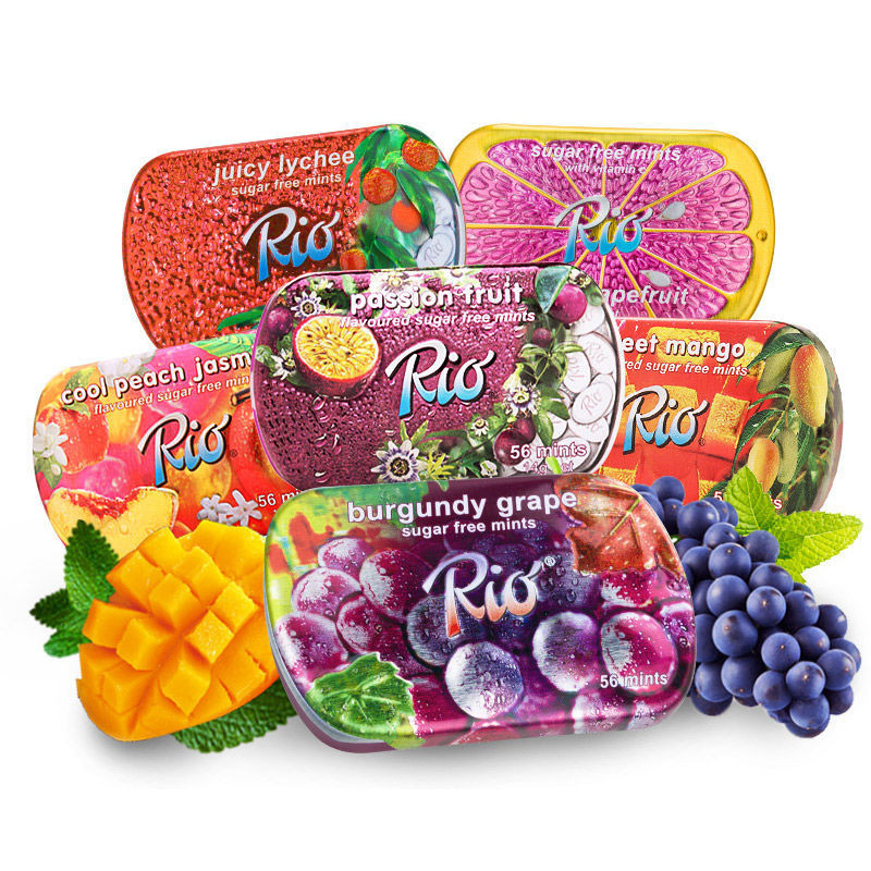 Rio Mint Candy Box Individually Packaged Fresh Breath Sugar-Free Chewing Gum Mixed Fruit Flavor ...