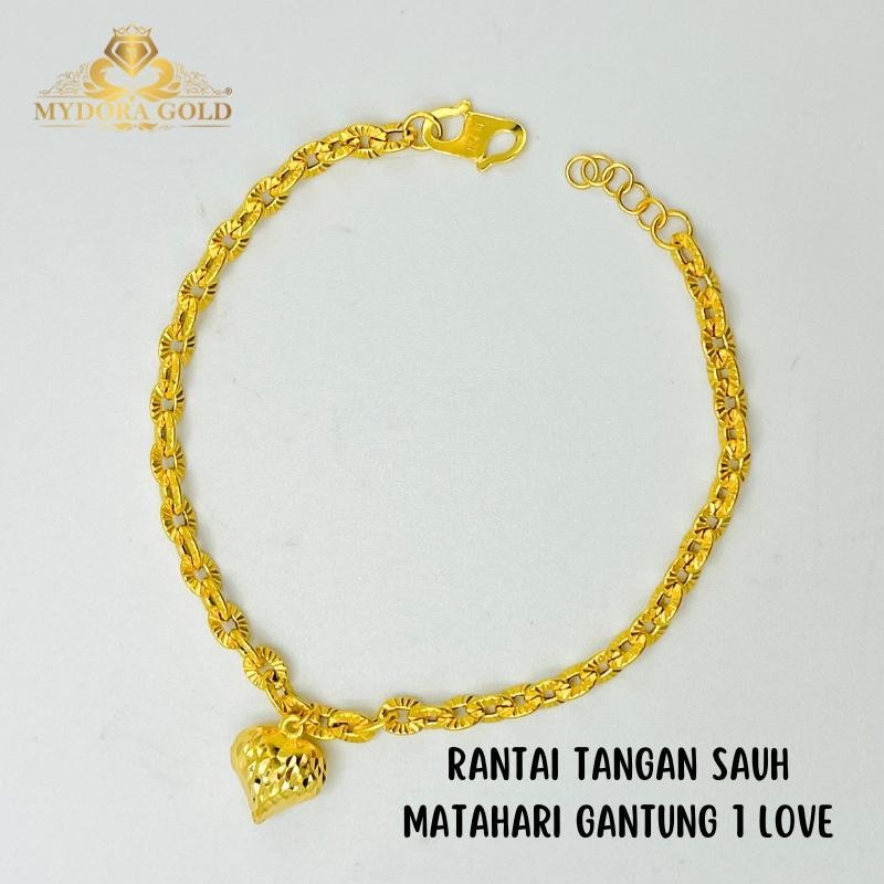 MYDORA Rantai Tangan Sauh Matahari Gantung 1 Love | Emas 916/22K ...