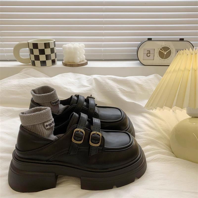 French British Small Leather Shoes Women 2025 Autumn Retro Thick-Soled ...