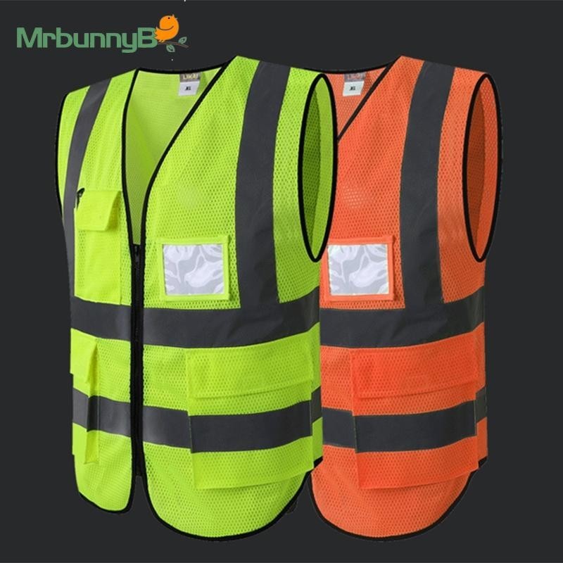 Reflective Safety Vest with Business Card and Work Permit Storage Stay ...