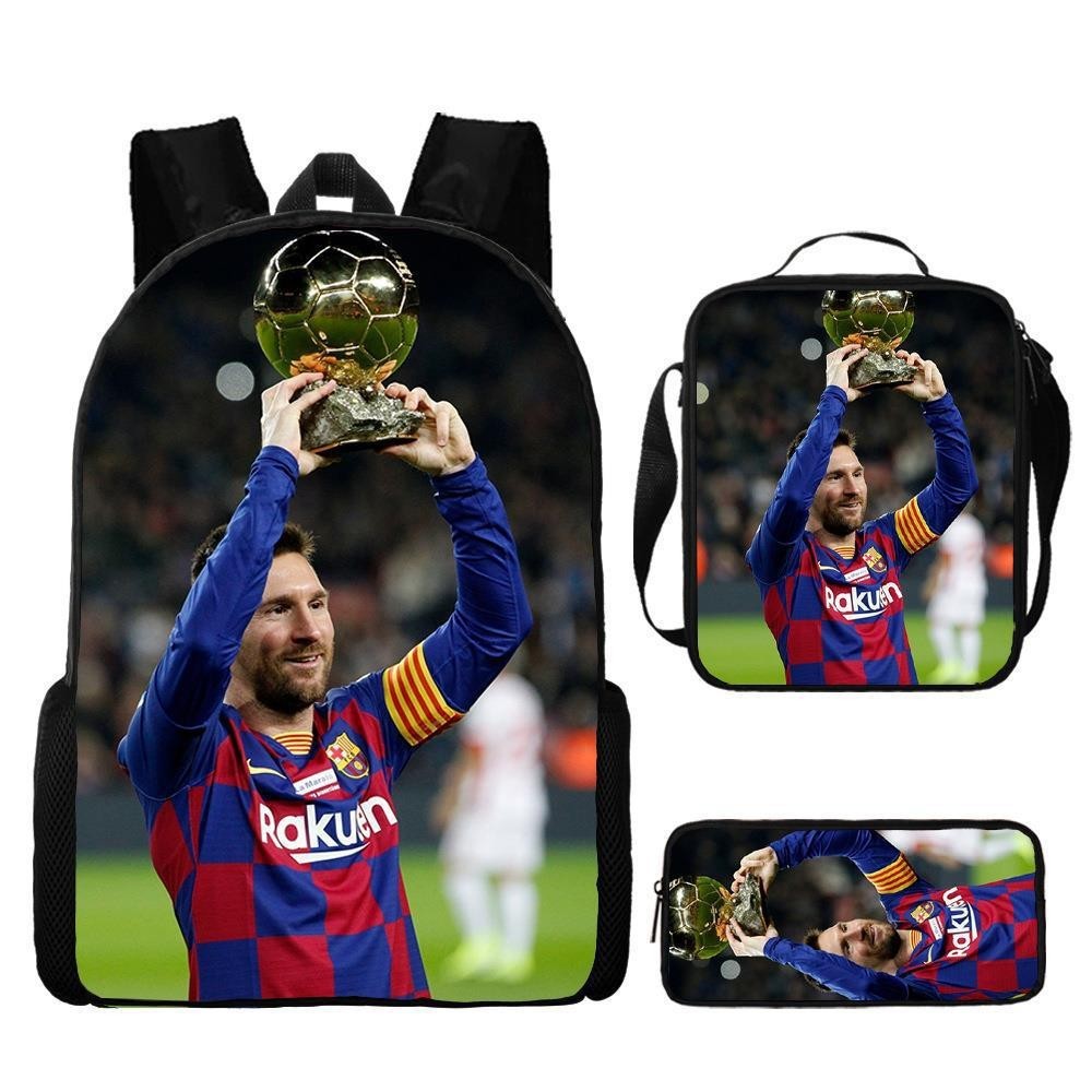 Soccer Player Messi Backpack 3 Piece Set Student School Bag | Shopee ...