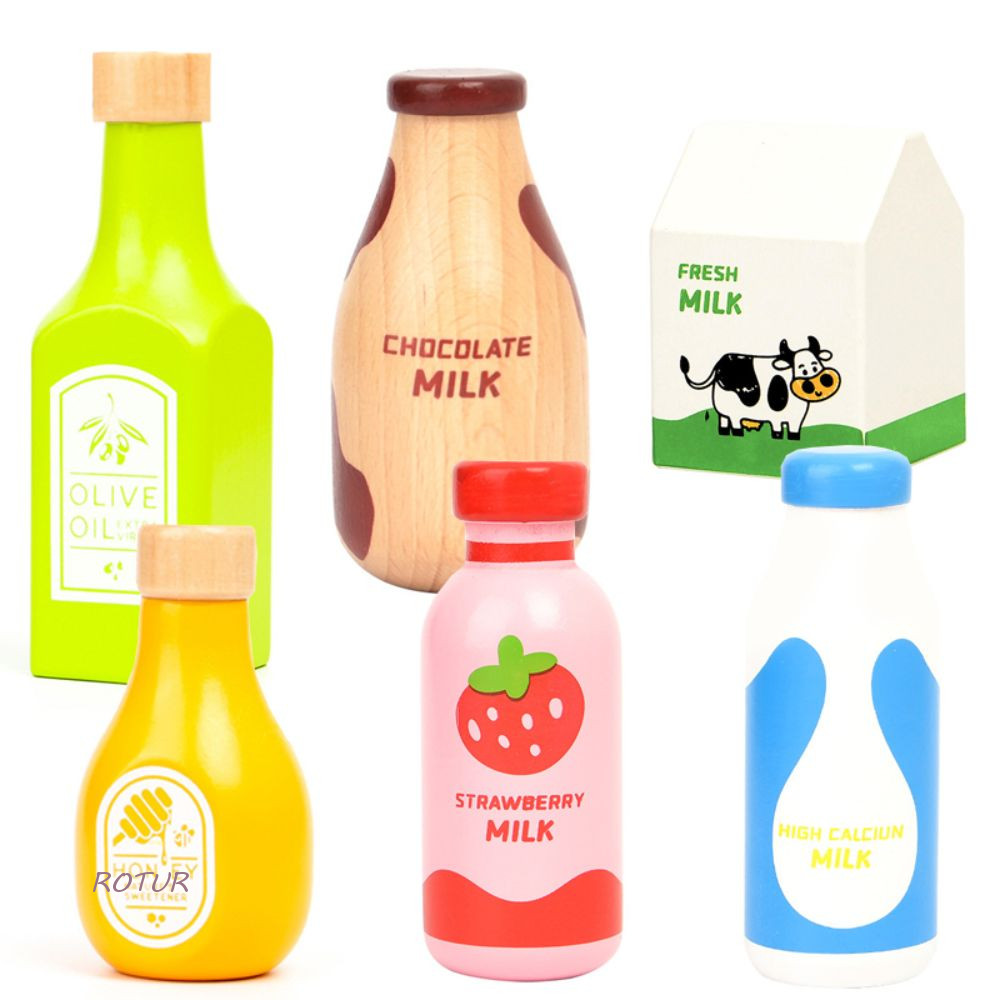 ROTUR Drink Bottle Toy, Pretend Play Strawberry Milk Kitchen Food Toys ...