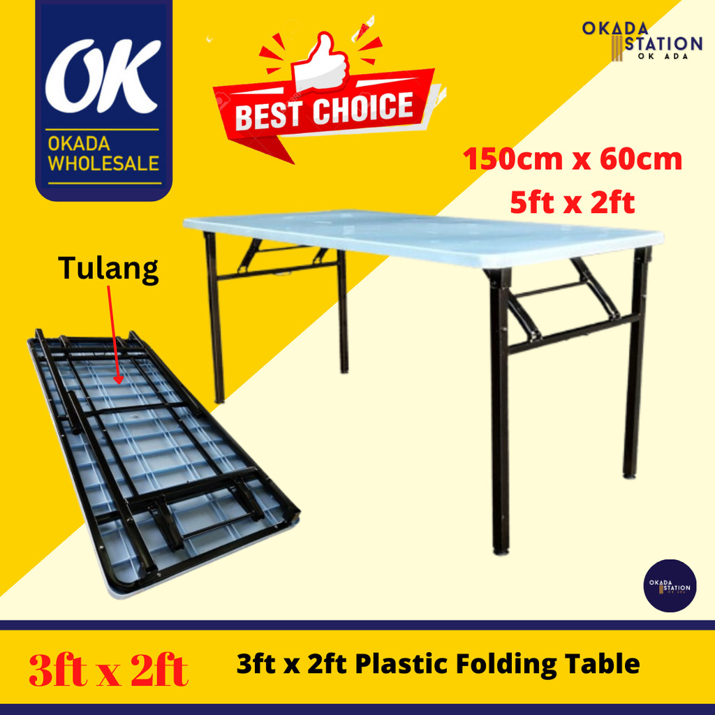 OKADA Plastic Folding Table 150cm / Meja Lipat Multi Purpose Table ...