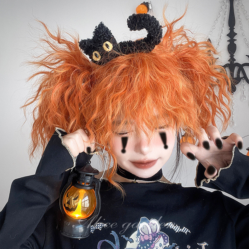 Lolita Long Curly Hair Long Hair Pumpkin Girl Little Devil Full ...