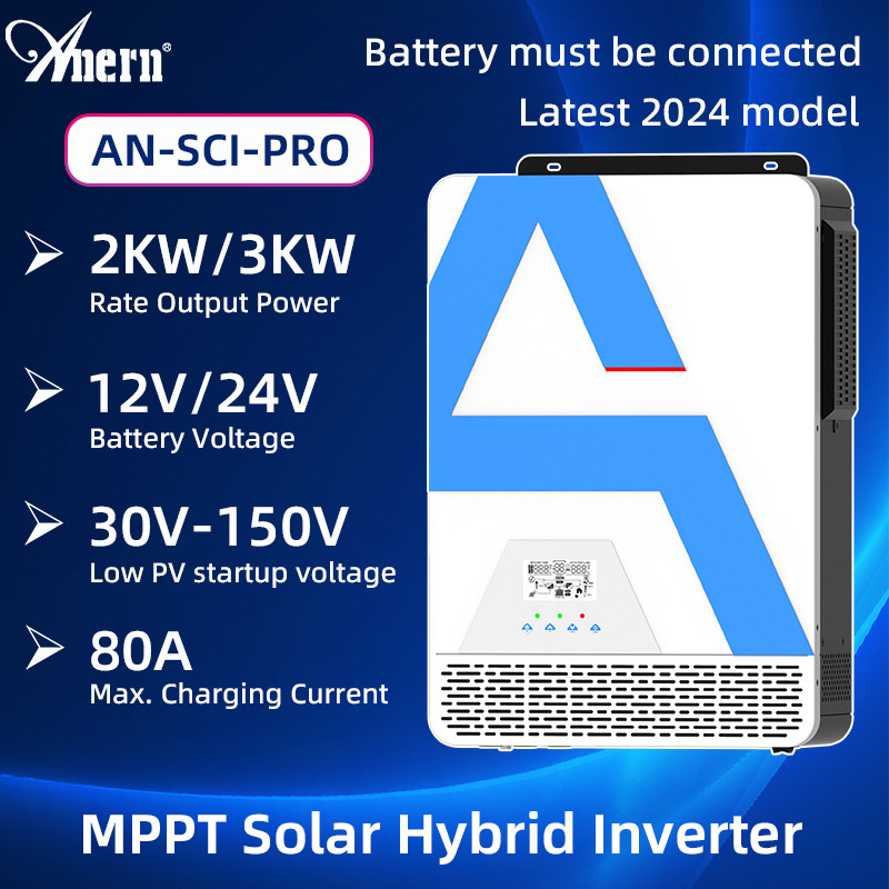 Anern 2KW/3.2KW MPPT Hybrid inverter off grid Solar Inverter 12V/24V Solar Hybrid Inverter 30 ...