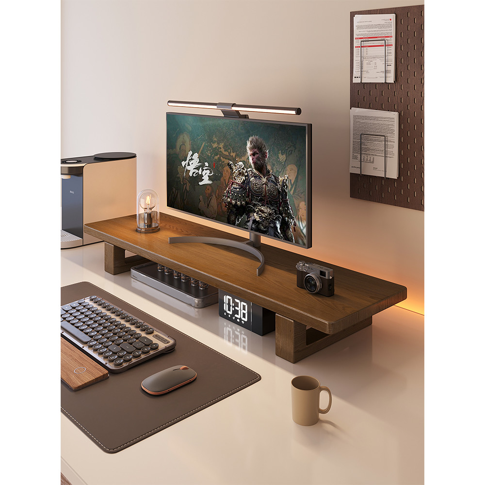 Solid Wood Desktop Computer Monitor Elevated Rack Desk Shelf Desktop ...