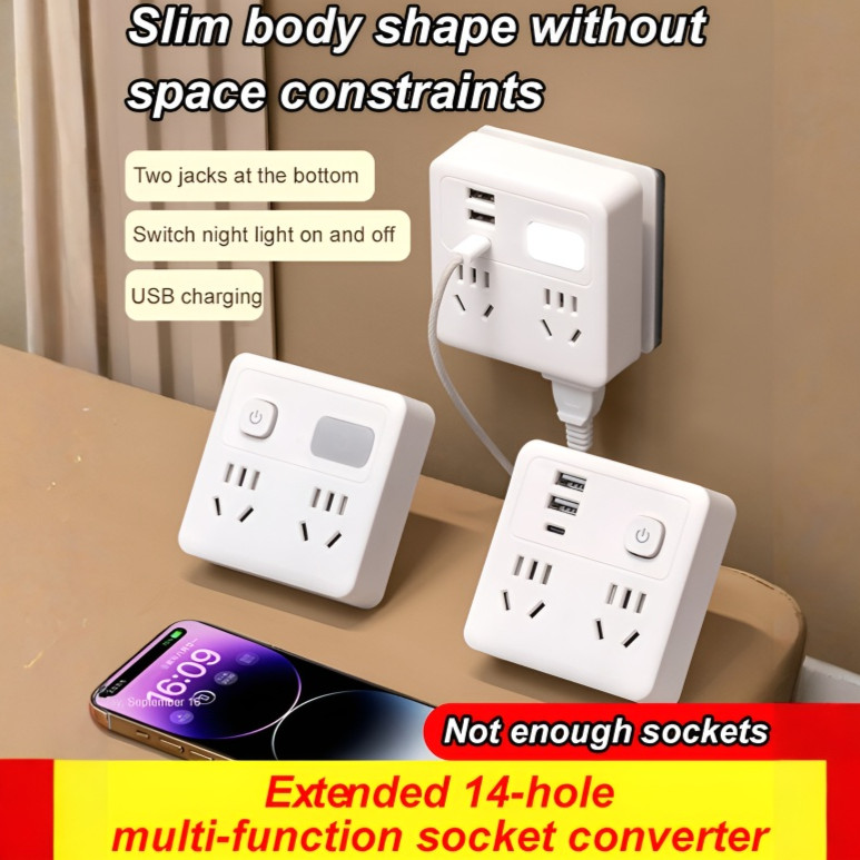 Extend The 14 -Hole Multi -Function Socket Converter/扩展14孔多功能插座转换器/Wall ...