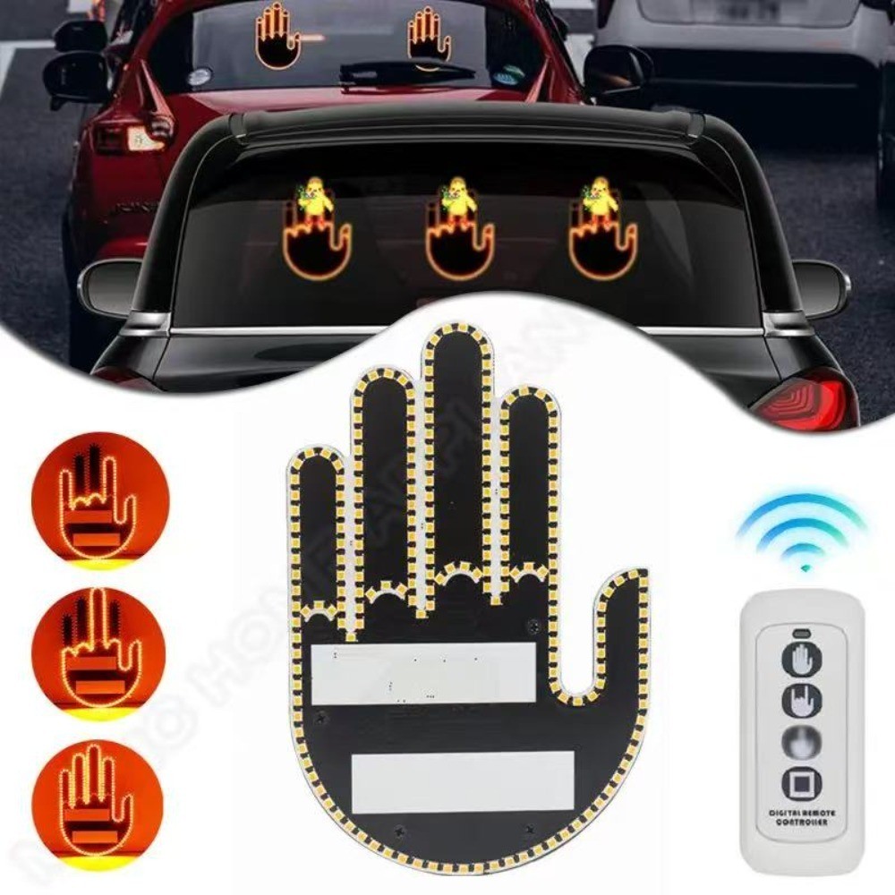 Funny Car Finger Light with Remote, Road Rage Signs Middle Finger ...
