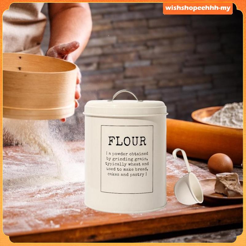 [WishshopeehhhMY] White Metal Airtight Food Flour Storage Litres ...