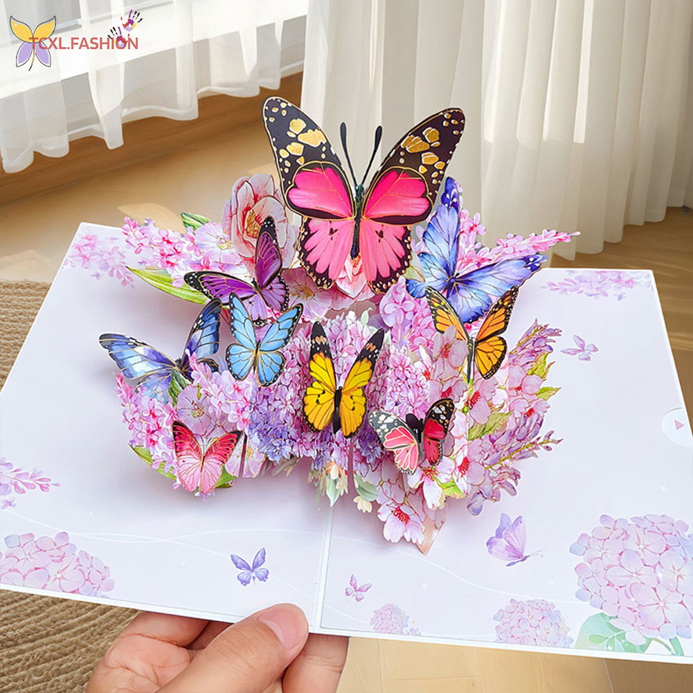 Pops-Up Butterflies Greeting Card Hand-made Grateful 3D Birthday Card ...