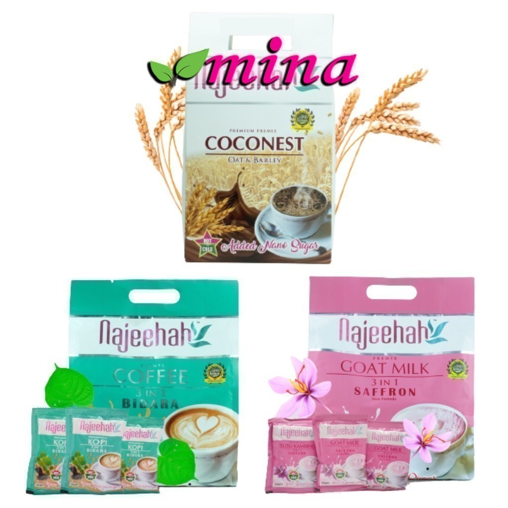 NAJEEHAH Premix 3in1 | Goat Milk Saffron Coconest Oat & Barley Coffee Bidara Nano Sugar Original ...