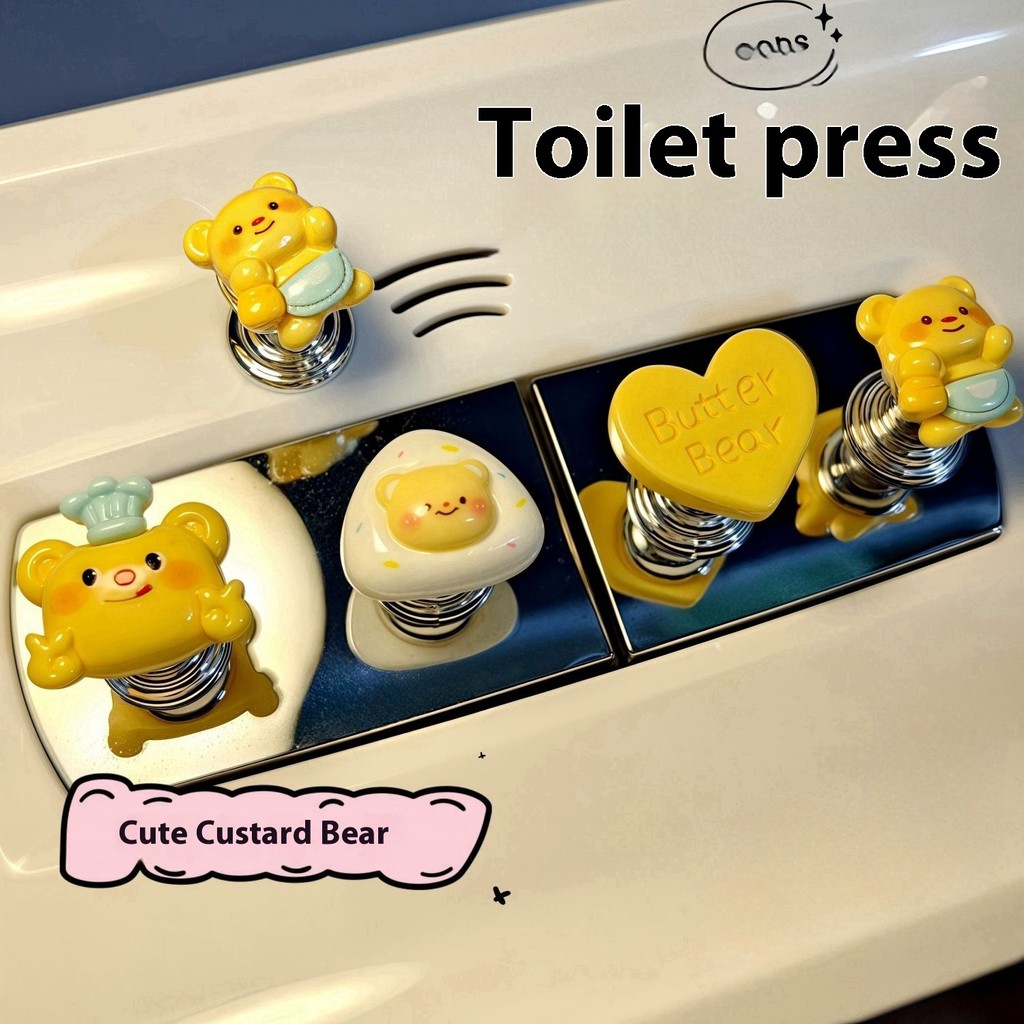 Bear Toilet Press Button Long Manicure Nail Auxiliary Button Water Tank ...