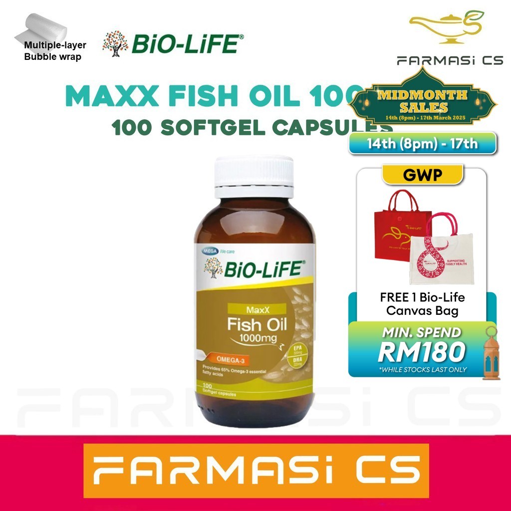 Bio-Life MaxX Fish Oil 1000mg Double Strength EPA & DHA 100 capsules ...