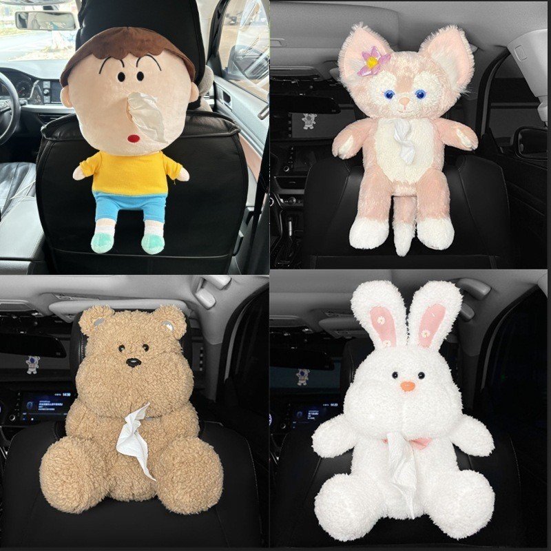 Creative Plush Car Tissue Box Cartoon Cute Car Tissue Storage Box Cute ...