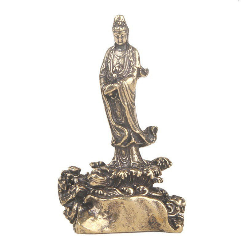 Yueying 2024 Retro Brass South Sea Guanyin Desktop Ornaments Guanyin ...