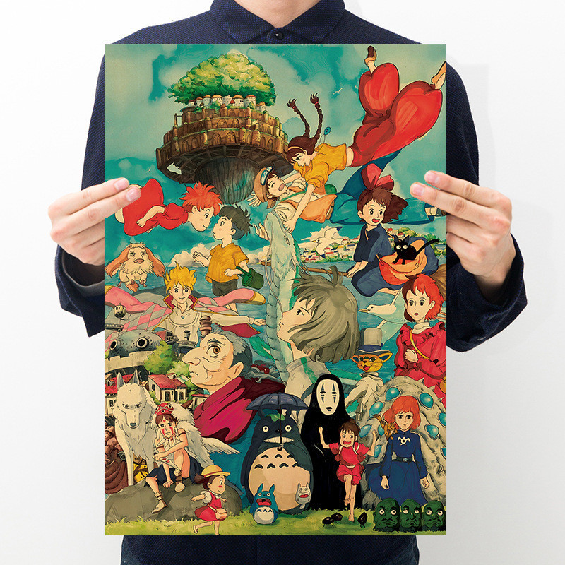 DLKKLB Anime Poster Miyazaki Hayao Anime Character Collection Vintage ...