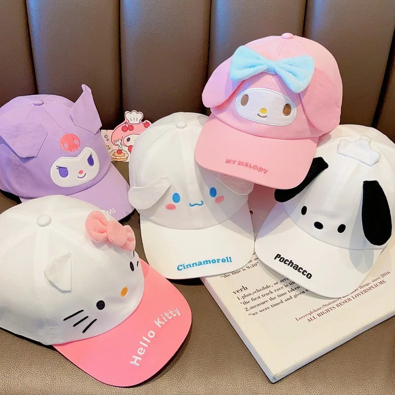 Sanrio Kawaii Hello Kitty Cap Girls Kuromi Cinnamoroll Hat Female ...