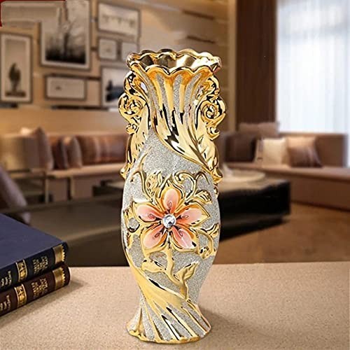 VAS BUNGA AESTHETIC VINTAGE CERAMIC VASE EUROPE GOLD PLATED FROST ...