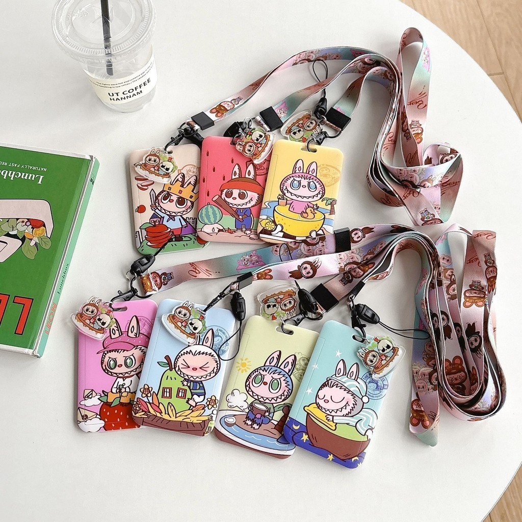 Labubu Card Holder Plastic Slide Cover Student School Card Meal Card ...