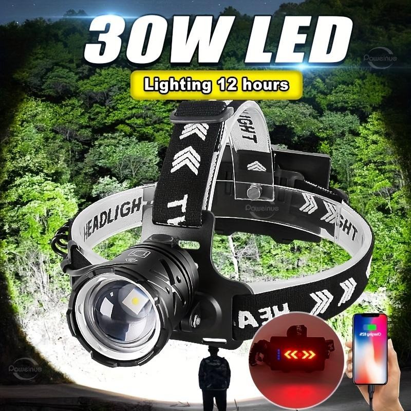 3*18650 Battery Super Powerful 30W LED Headlamp, High Power LED ...