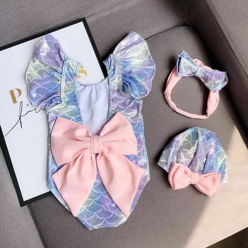 Children Swimsuit Women One-Piece Princess Dress Swimsuit Shiny Mermaid ...