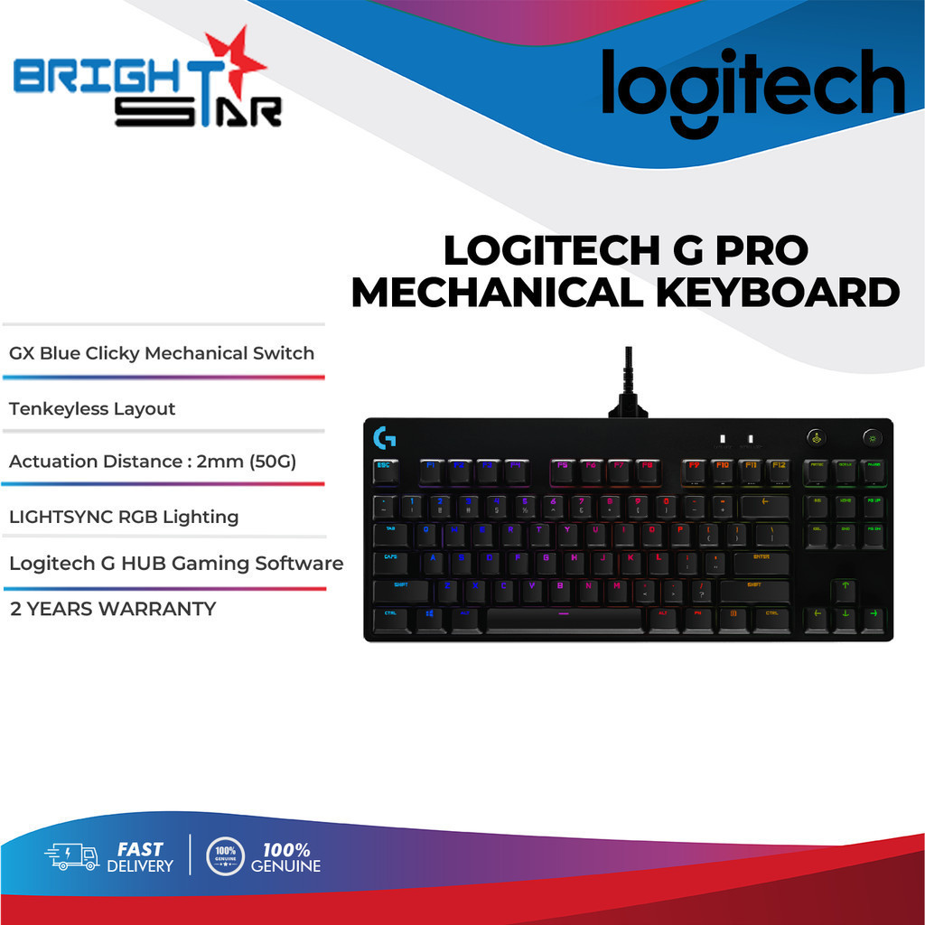 LOGITECH G PRO KEYBOARD - GX Blue Mechanical Switches / TKL / LightSync ...