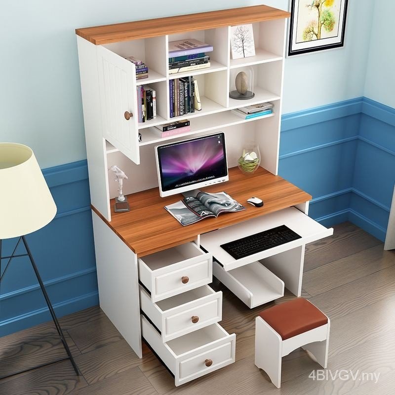 Bookcase Desk Bookshelf Combination All-in-One Writing Desk with ...