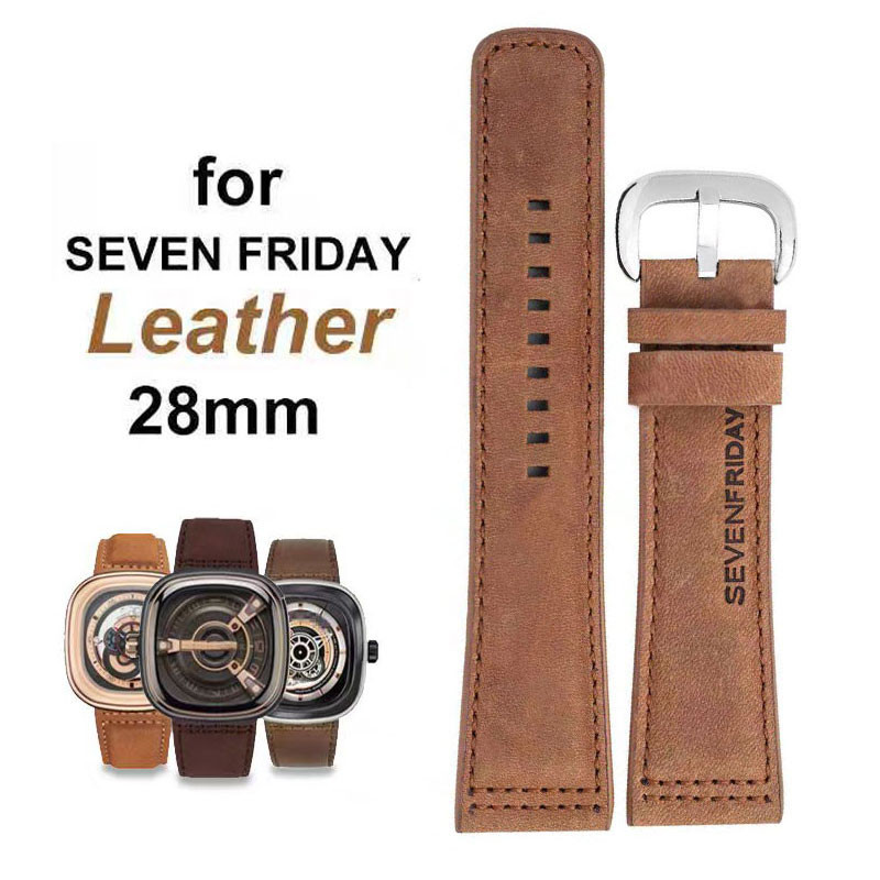 28mm Classic Genuine Leather Watch Strap for Seven Friday SevenFriday ...