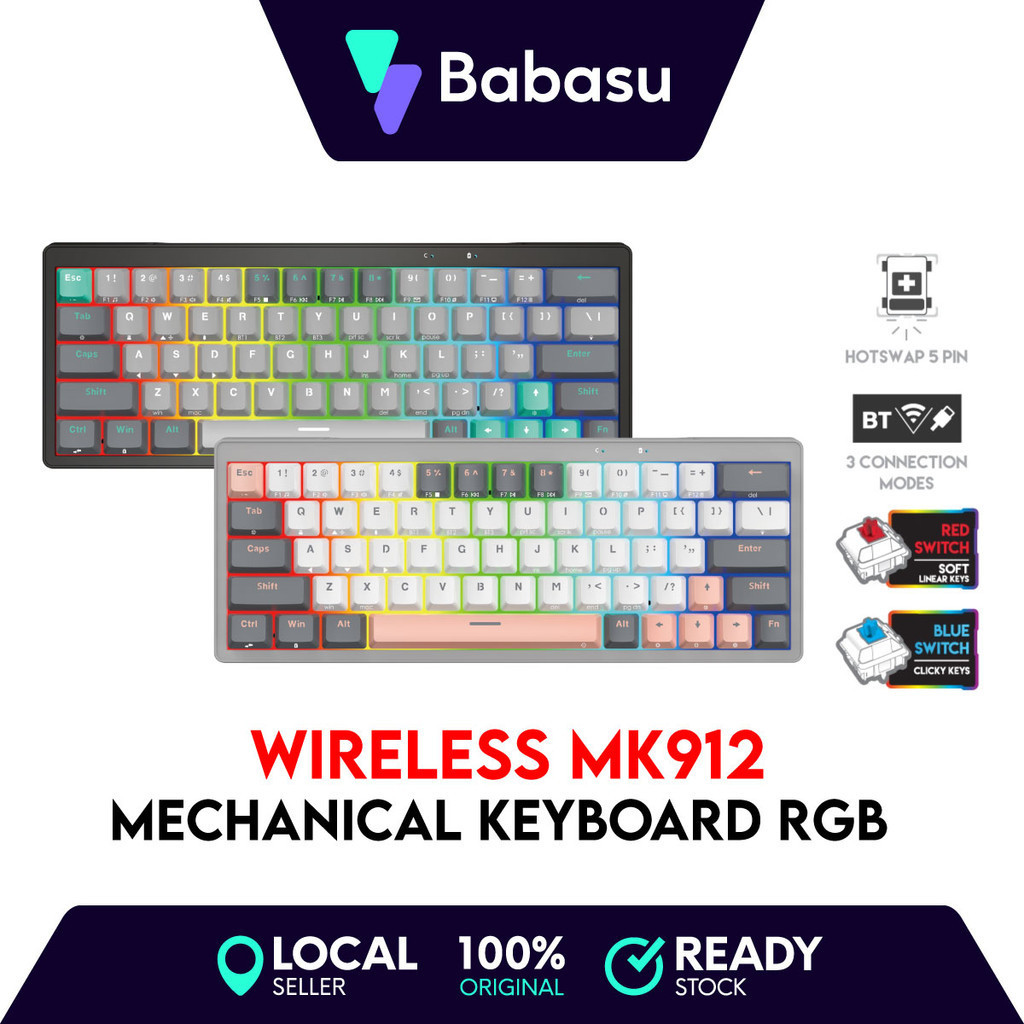 Fantech MK912 ATOM PRO 63 Macro RGB Light Gaming Wireless Mechanical ...