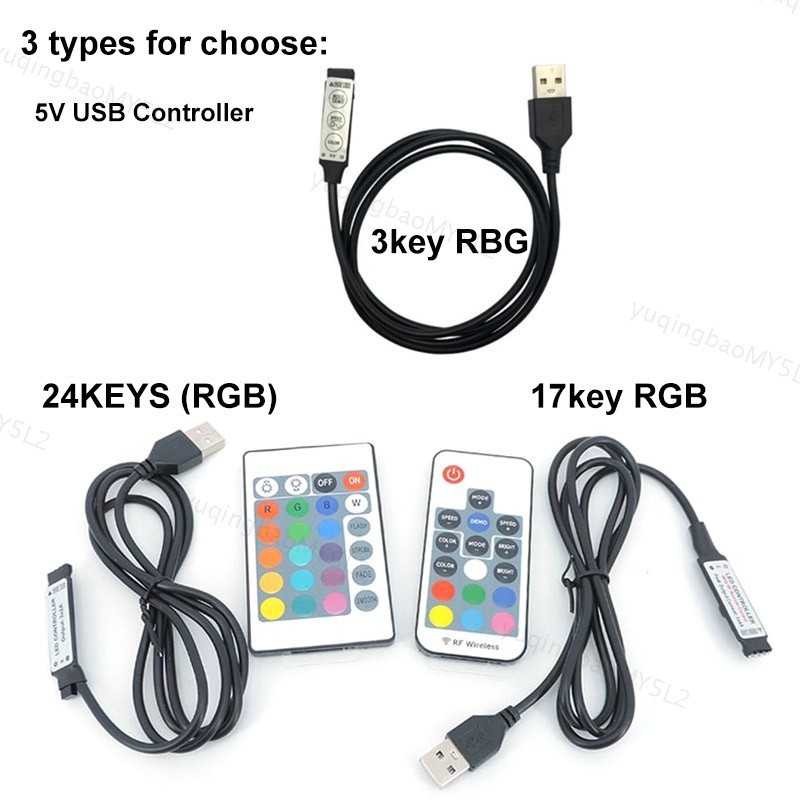 Mini 3key 17key 24key 4Pin to USB port 5V RGB LED strip light RF Controller Control Dimmer MY5L2 ...